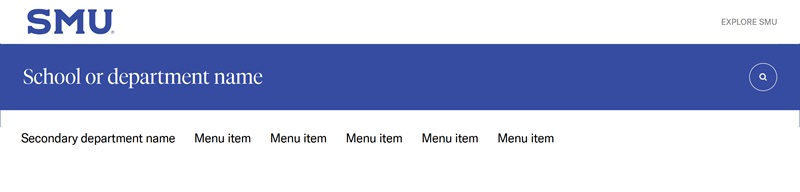 Department masthead with full-width menu system - SMU