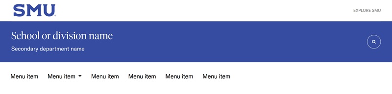 Department masthead with full-width menu system - SMU