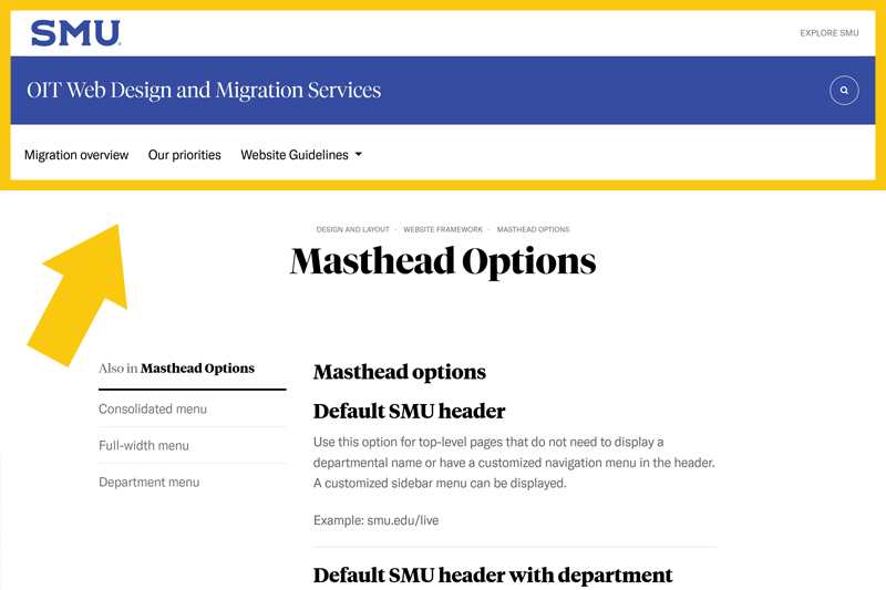 Masthead Options - SMU
